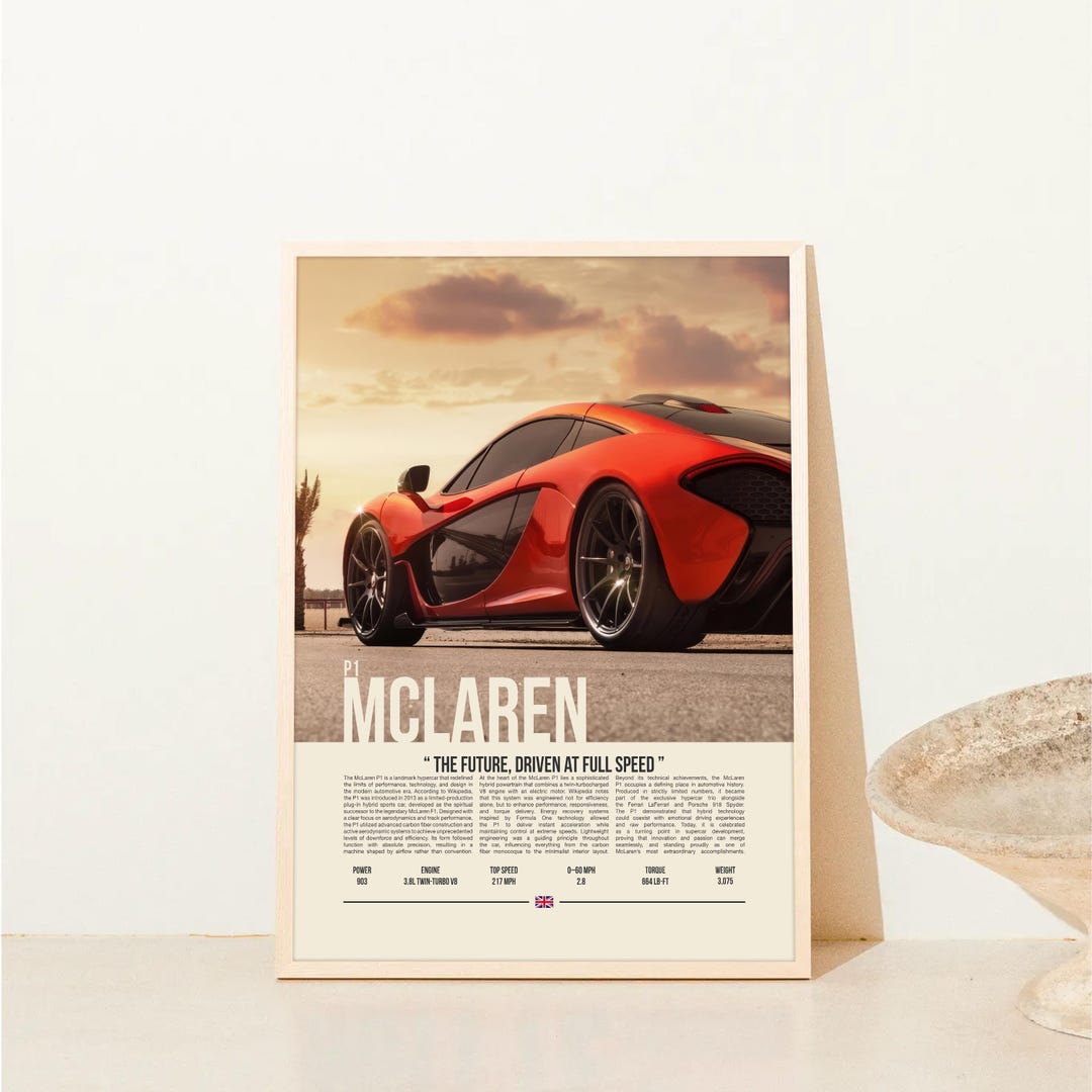 Mclaren P1 Poster | Sports Car Wall Art | Modern Car Print | Automotive ...