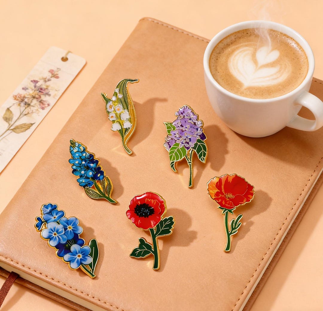 Botanical Enamel Pin, Floral Lapel Brooch, Nature Inspired Jewelry ...