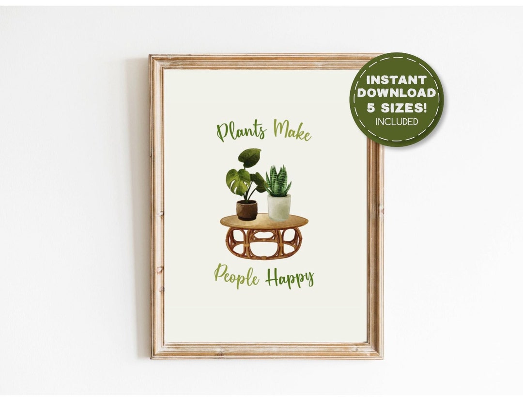 Plants Make Me Happy Illustration Print Gift for the Plant Lover ...