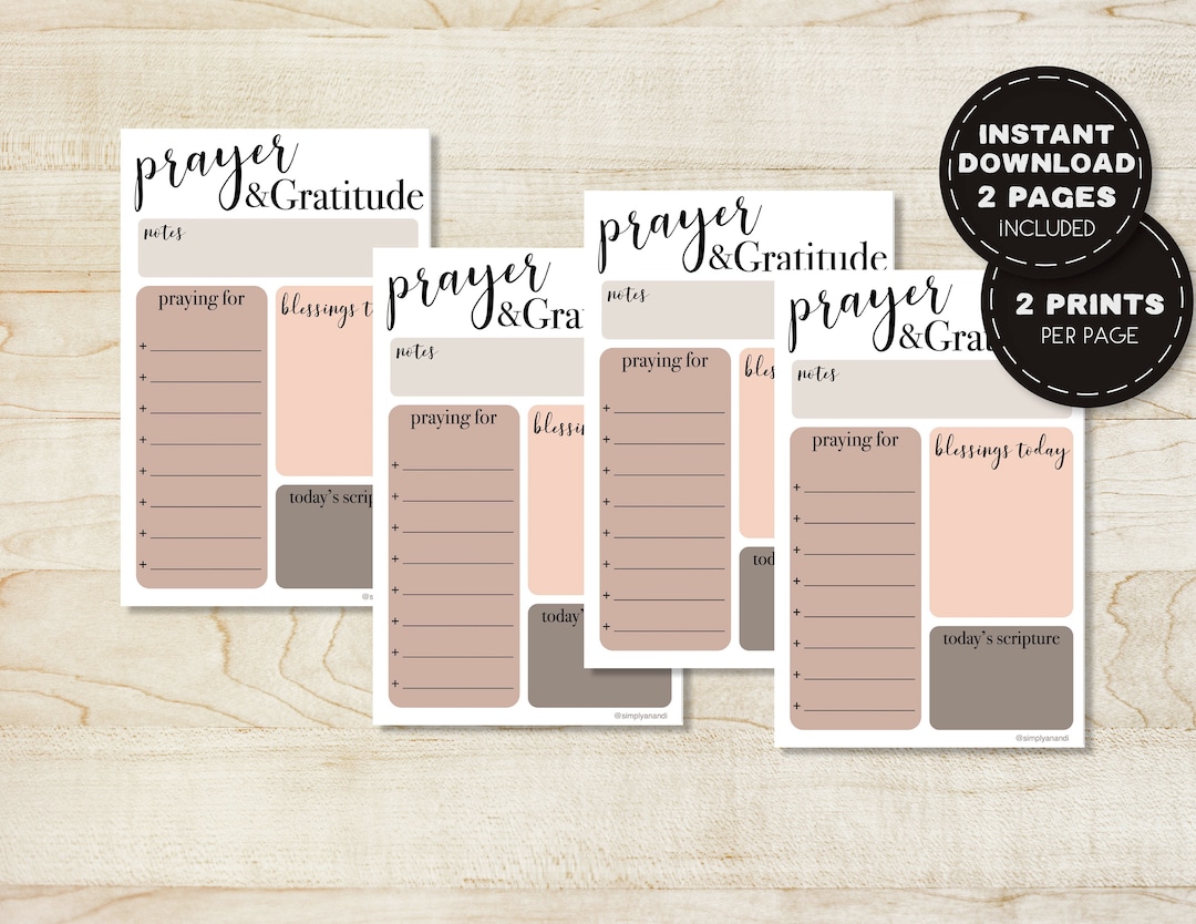 Prayer and Gratitude Notepad | Christian Notepad | Printable Journal ...
