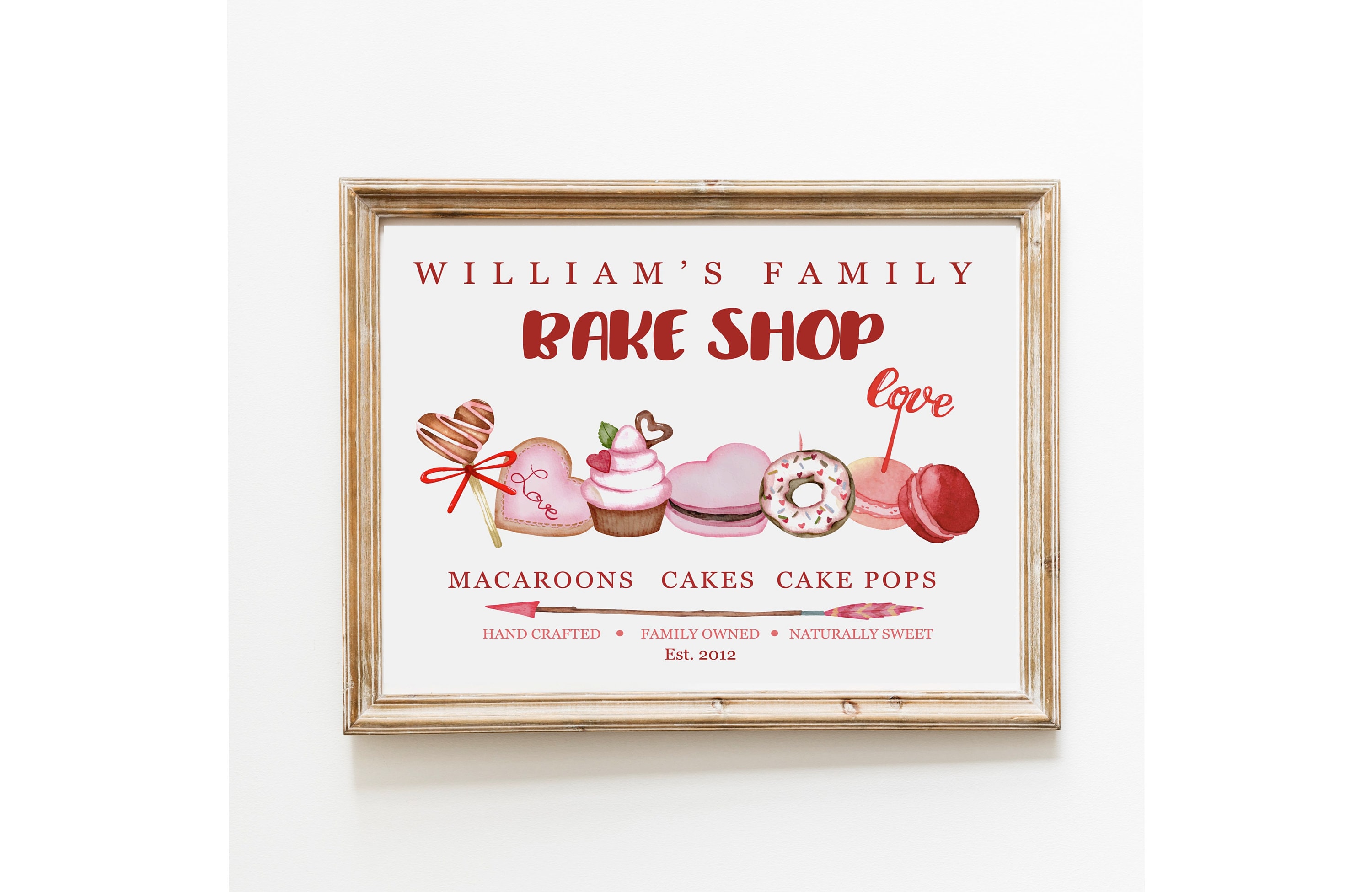 Personalized BAKE SHOP Sign Printable Valentines Bakery Sign | Etsy