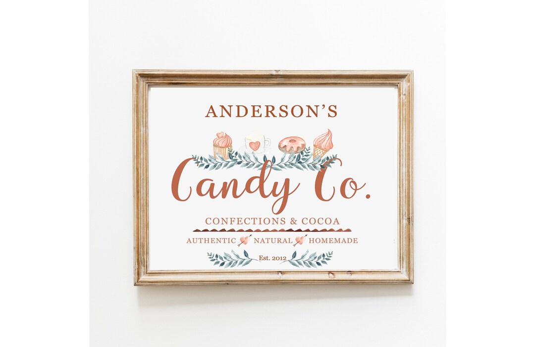 Personalized Candy Co Sign, Printable Valentines Bakery Sign, Kitchen ...