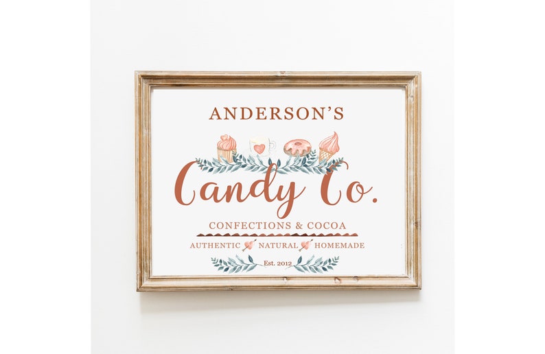 Personalized Candy Co Sign Printable Valentines Bakery Sign | Etsy
