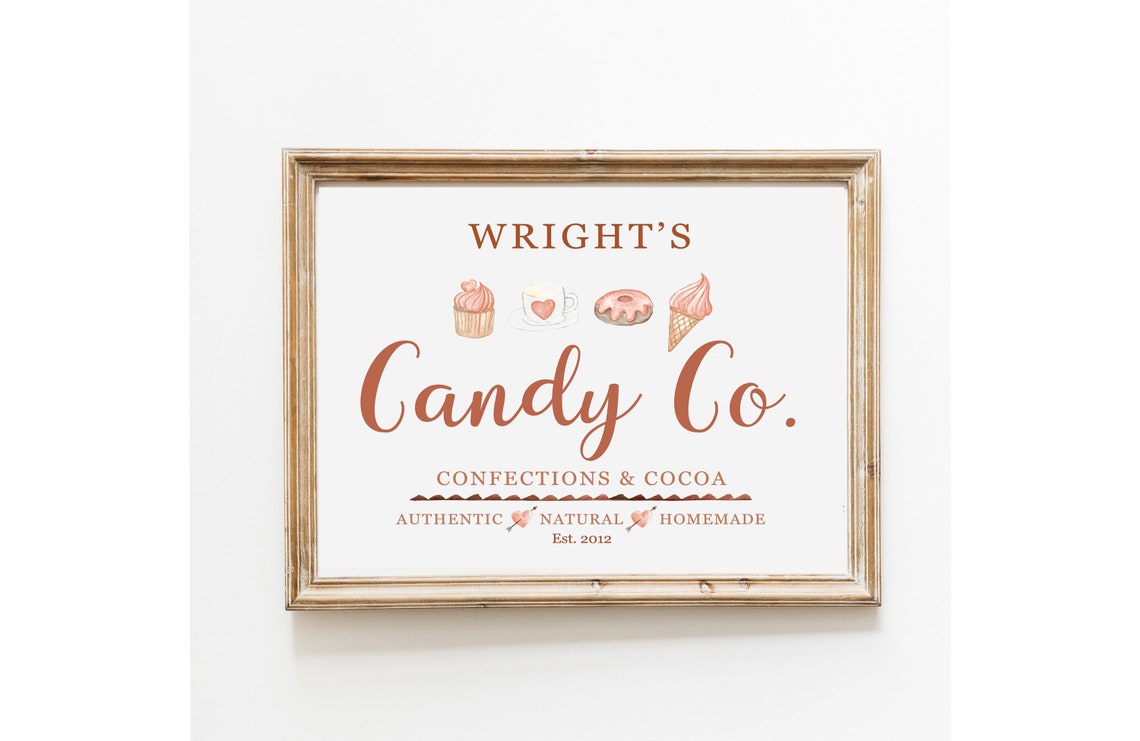 Personalized Candy Co Sign Printable Valentines Bakery Sign | Etsy
