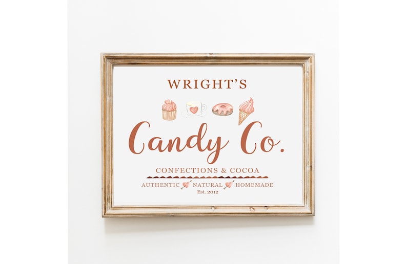 Personalized Candy Co Sign Printable Valentines Bakery Sign | Etsy