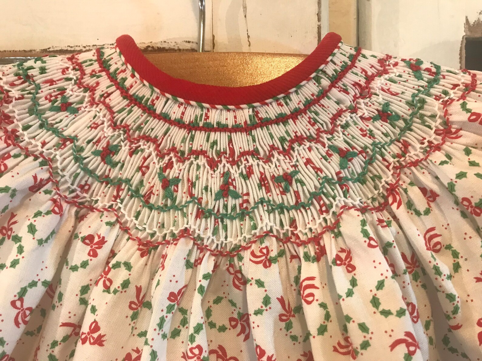 12 Mo. Christmas Top and Diaper Cover. Hand Smocked. - Etsy