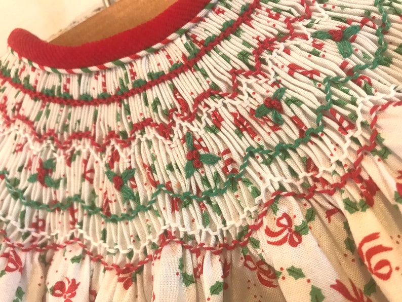 12 Mo. Christmas Top and Diaper Cover. Hand Smocked. - Etsy