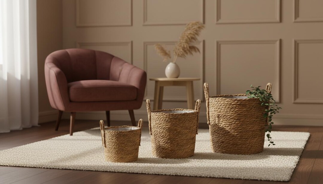 Handwoven Cattail Basket, Boho Planter Pot, Rustic Home Decor - Etsy