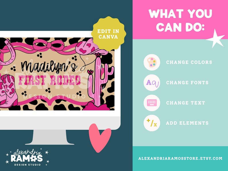 First Rodeo Birthday Banner Template, Cowgirl Birthday Decor, Girls ...