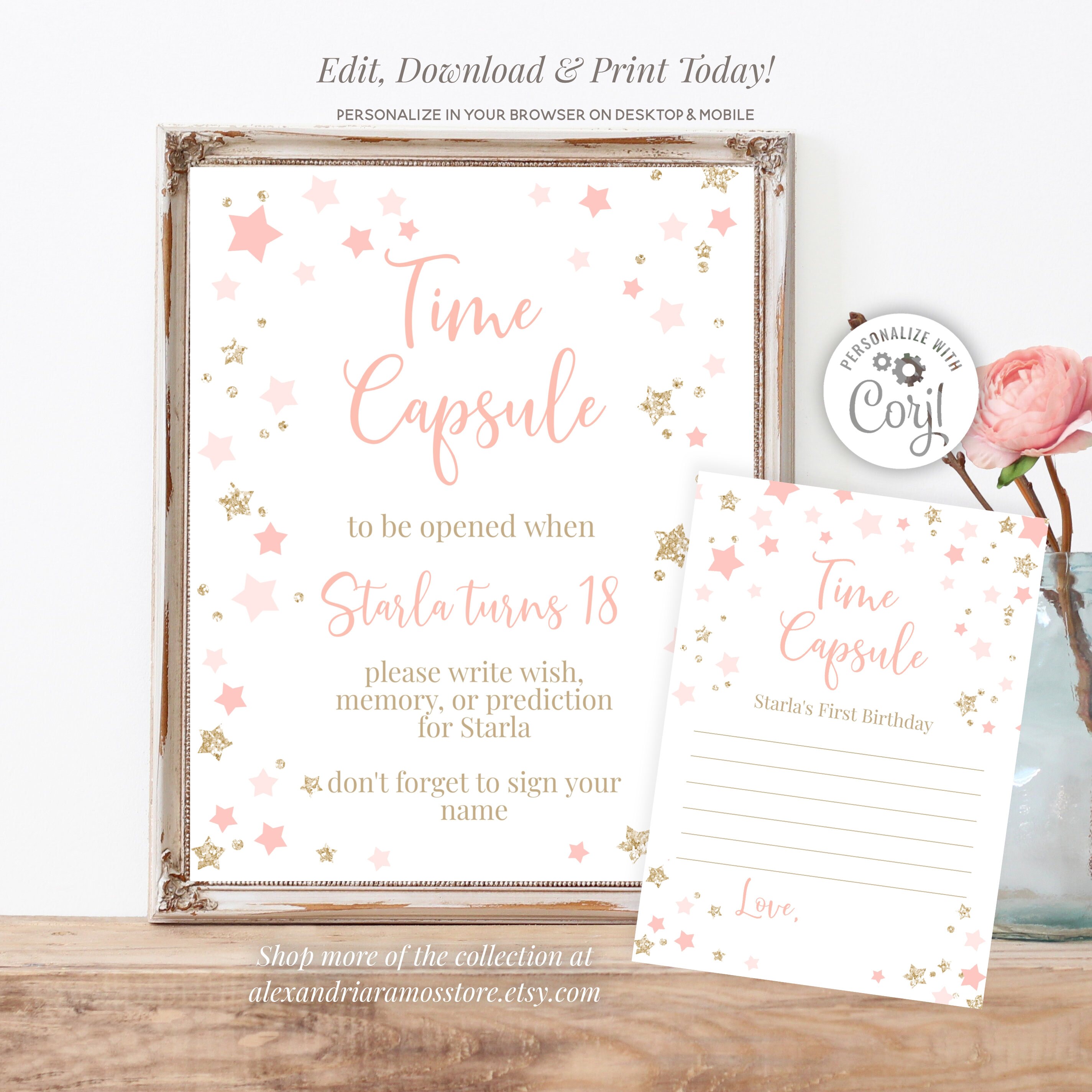 Time Capsule First Birthday Printable Twinkle Twinkle Little Star - Etsy