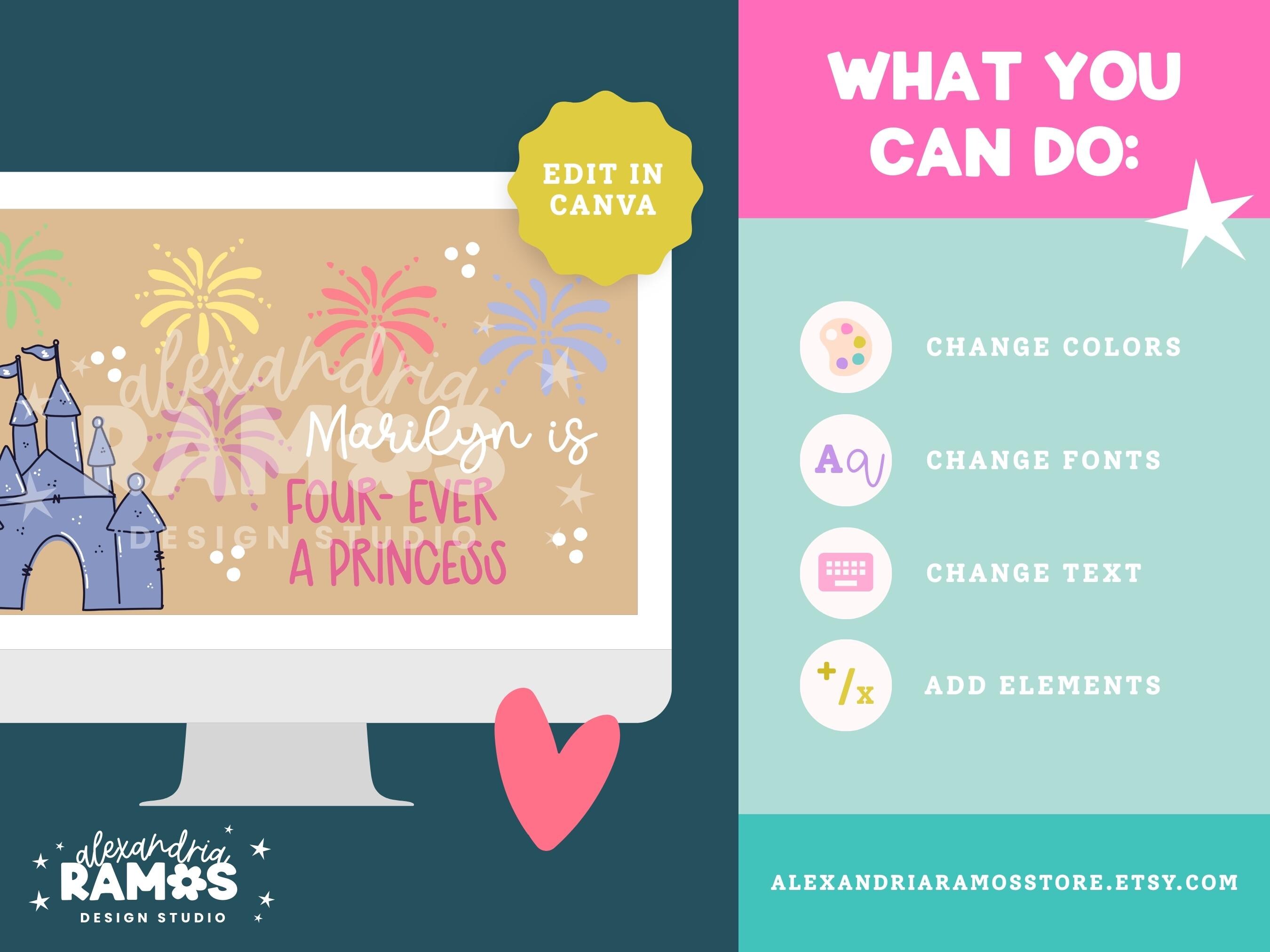 Princess Castle Birthday Banner Template, Canva Editable (digital ...