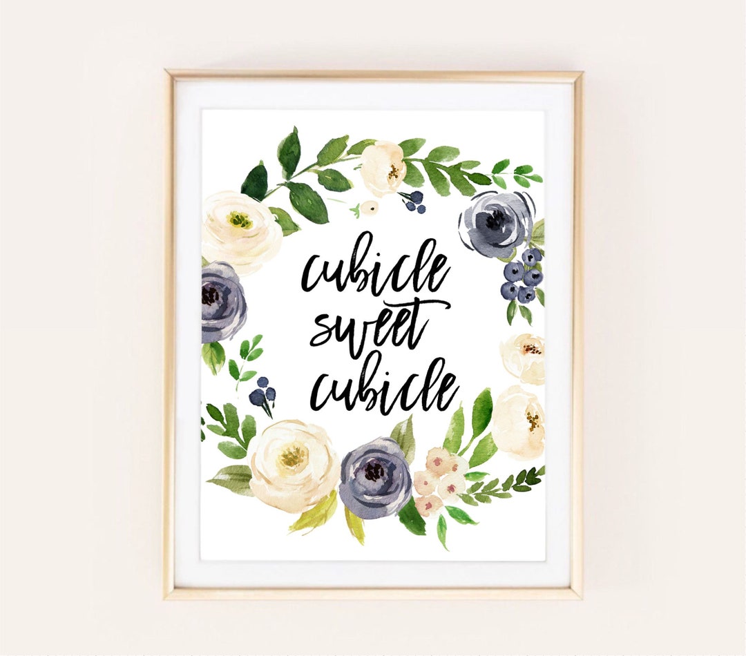 Cubicle Sweet Cubicle Office Wall Art Watercolor Print Funny | Floral ...