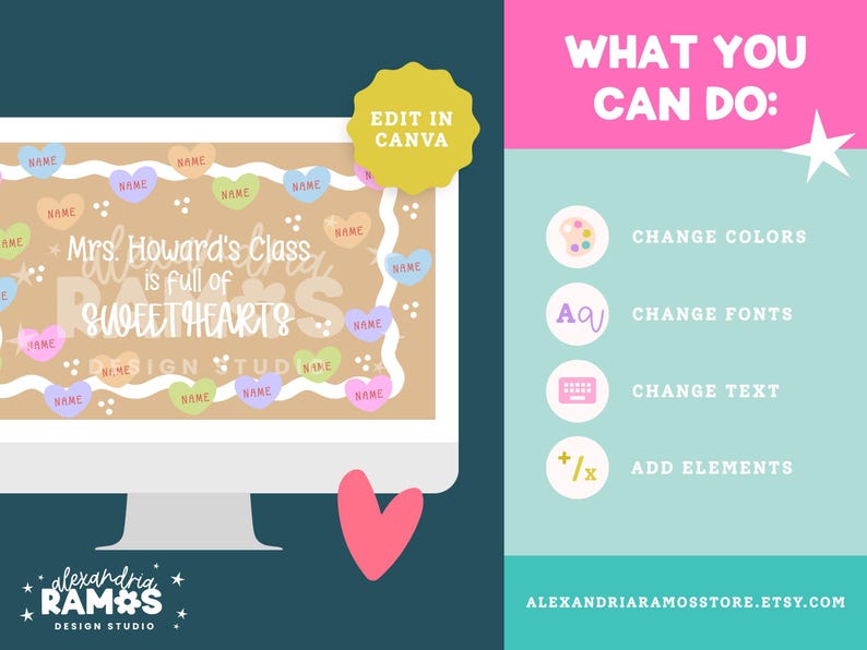 Valentine's Classroom Banner Template, Sweethearts Theme (canva Digital ...