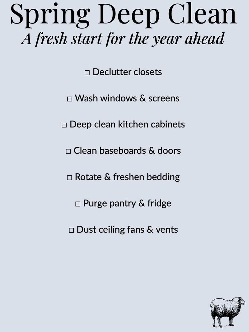 Seasonal Deep Cleaning Checklist - Etsy