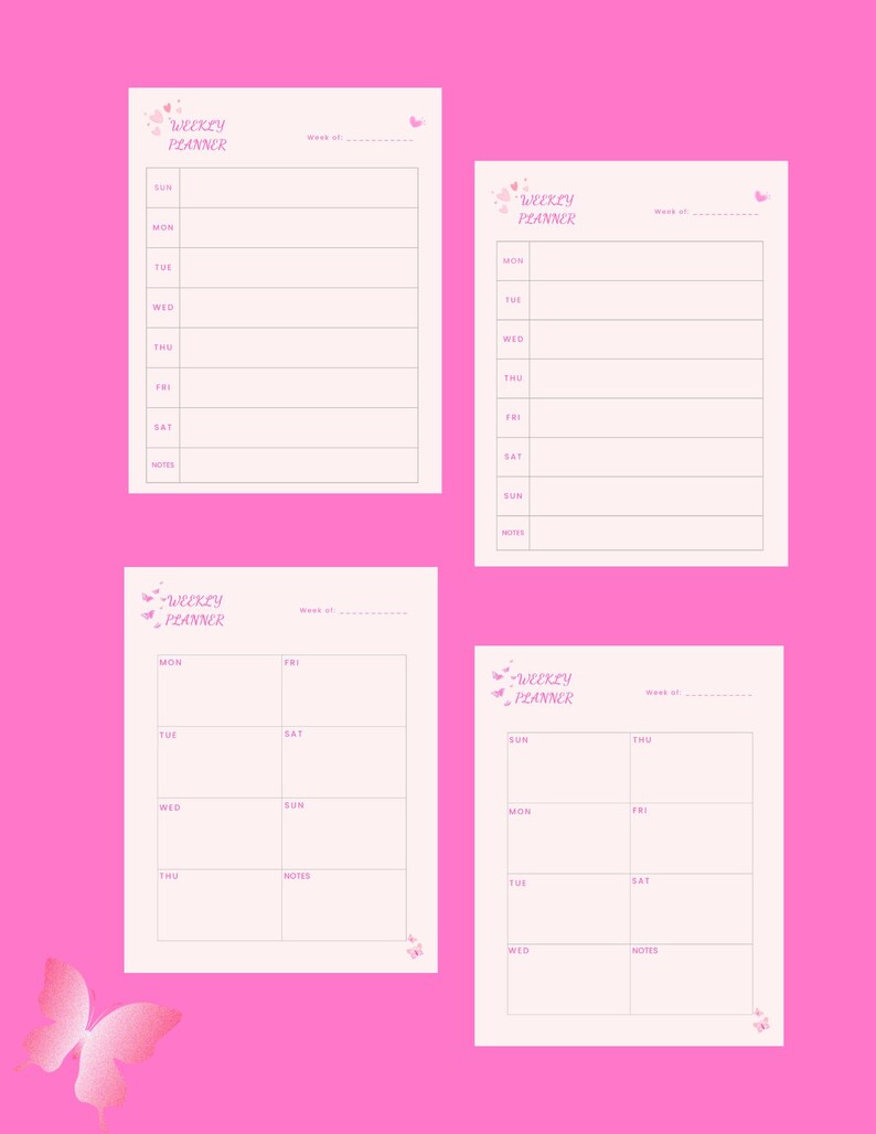 Pink Weekly Planner Bundle | Printable PDF, A4/US Letter (digital ...