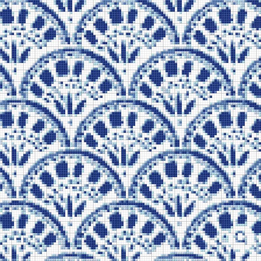 Blue and White Chinoiserie Cross Stitch Pattern, Grandmillennial Decor ...