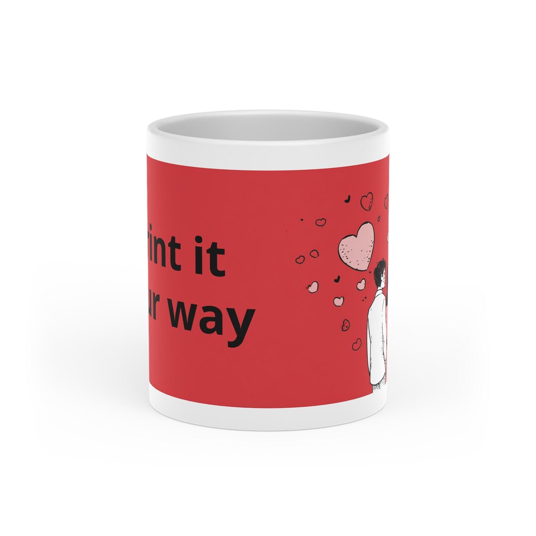 Heart Handle Coffee Mug | Red Love Design, 11oz Cerami - Etsy