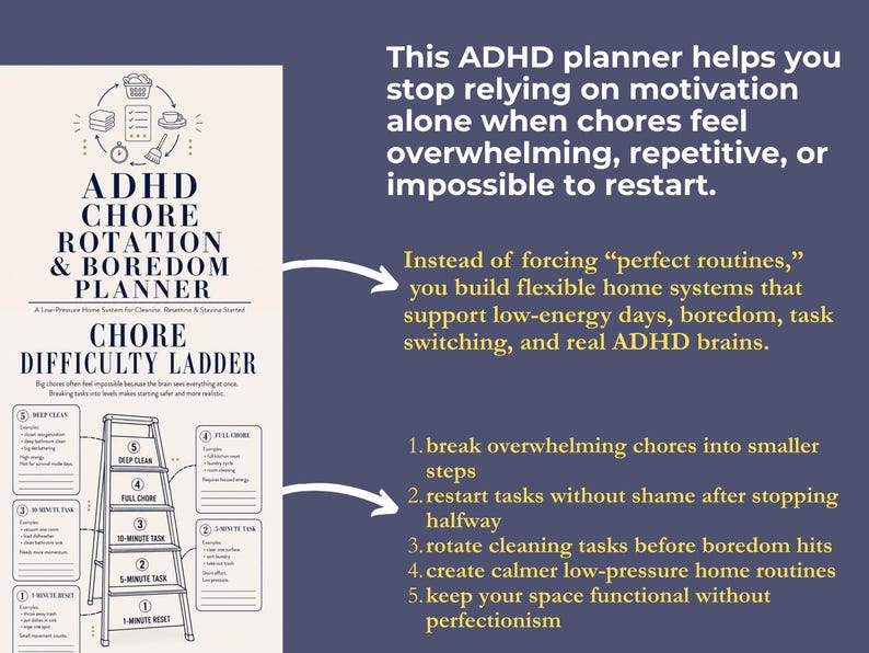 ADHD Chore Rotation Planner Printable | Home Cleaning Reset System ...