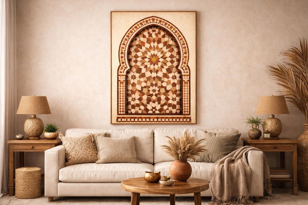 Terracotta Zellige Arch Print, Earthy Islamic Mosaic Art (digital ...