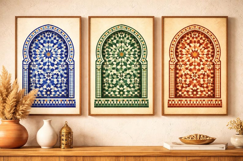 Terracotta Zellige Arch Print, Earthy Islamic Mosaic Art (digital ...