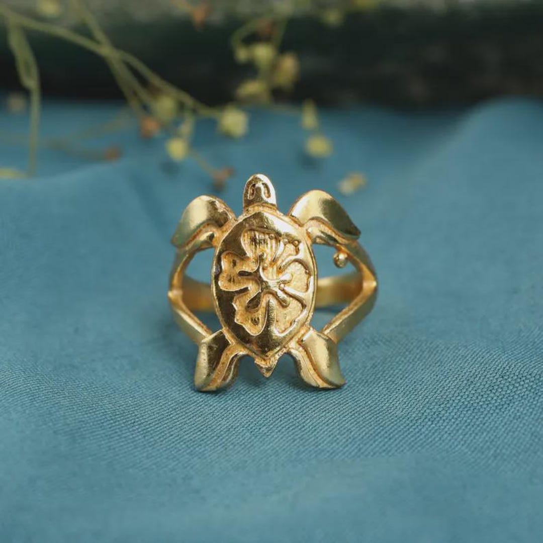 Gold Turtle Ring Ocean Jewelry, Sea Turtle Statement Ring for Women Men ...