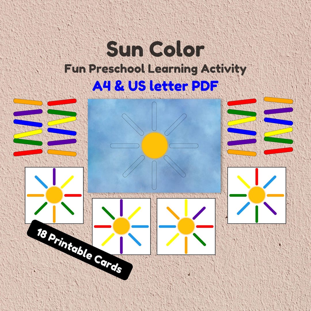 Sun Color Matching Game | Preschool Toddler Learning Activity (digital ...