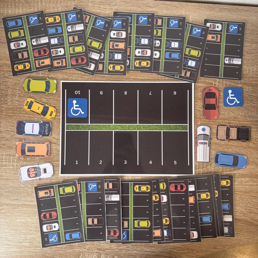 Car Parking Logic Game, Number Match, Toddler Learning Activity (PDF ...