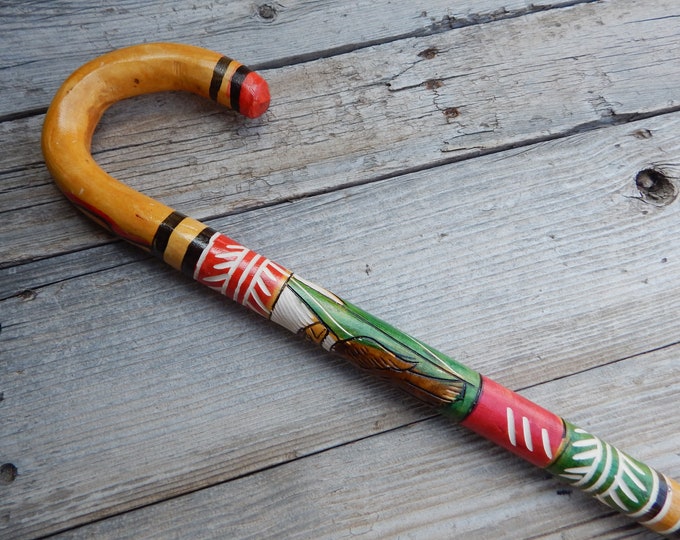 Vintage Mexican Folk Art Cane / New Old Stock Folk Art Cane Made in ...