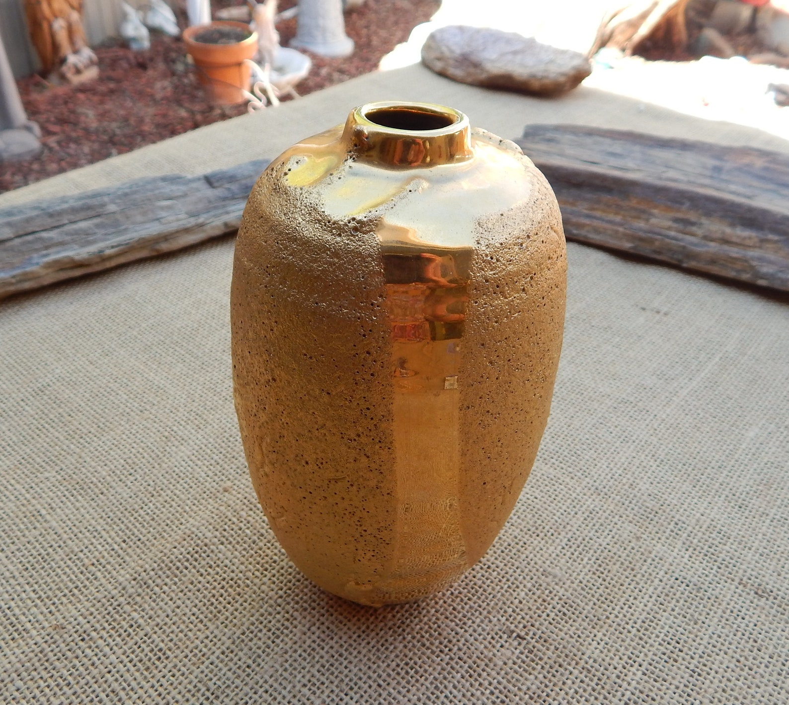 Haeger Gold Tweed 22k Gold Glazed Vase / Haeger Gold Tweed - Etsy