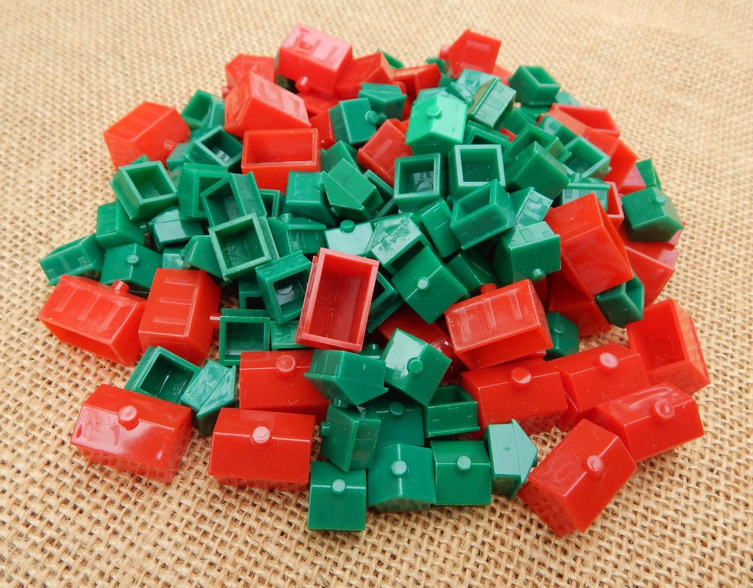 150 Monopoly Red and Green Houses & Hotels ~ Plastic Monopoly Pieces ...