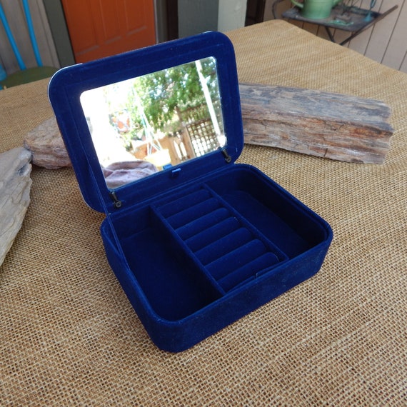 Royal Blue Velvet Photo Frame Jewelry Box ~ Faux Le… - Gem