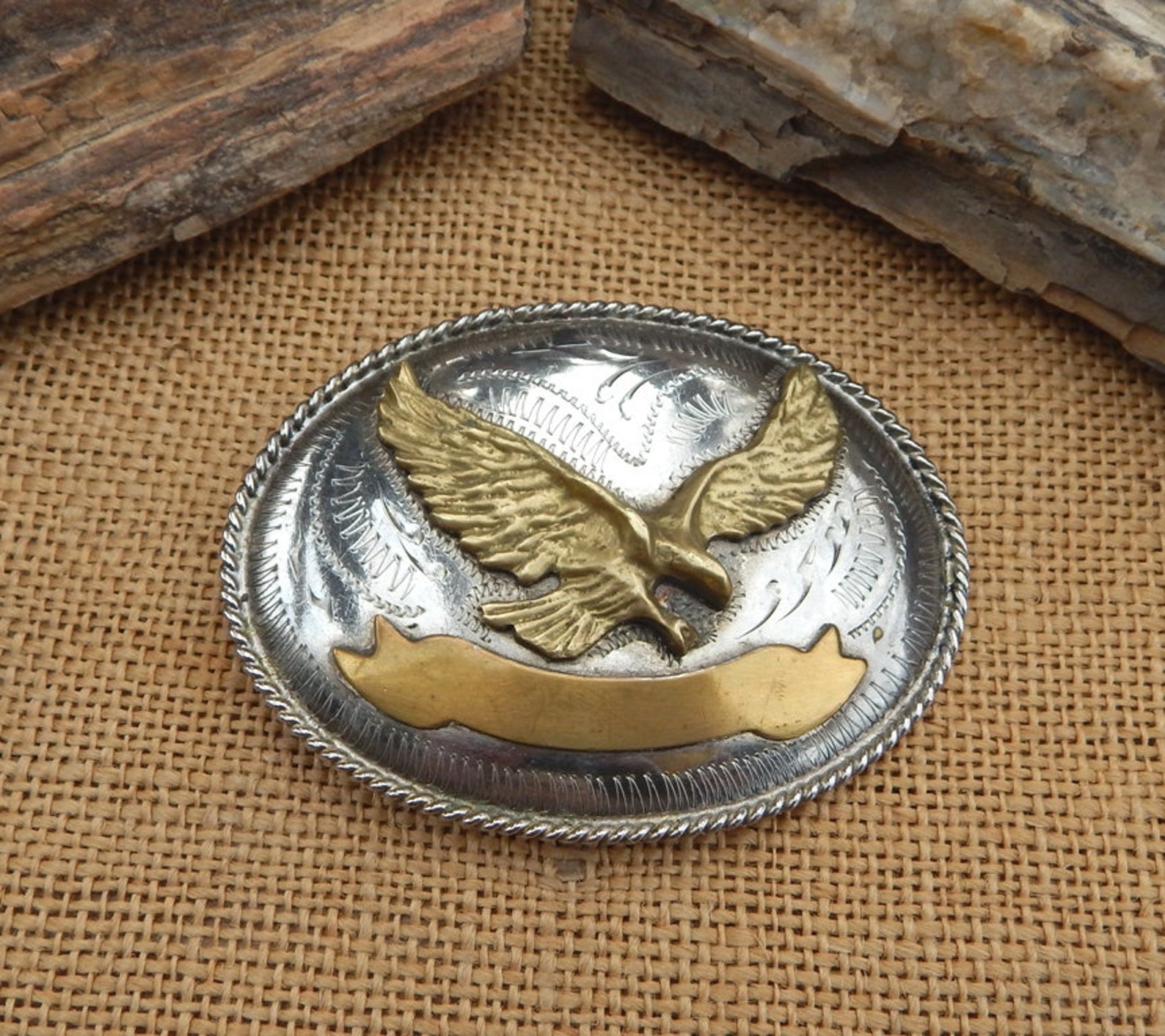 Eagle Belt Buckle / Brass and Silver Eagle Belt Buckle / | Etsy