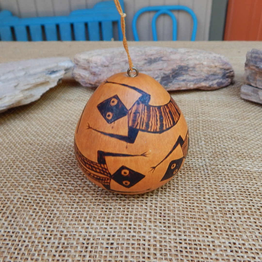 Bertha Medina Hand Etched & Wood Burned Lizard Gourd ~ Pyrography ...