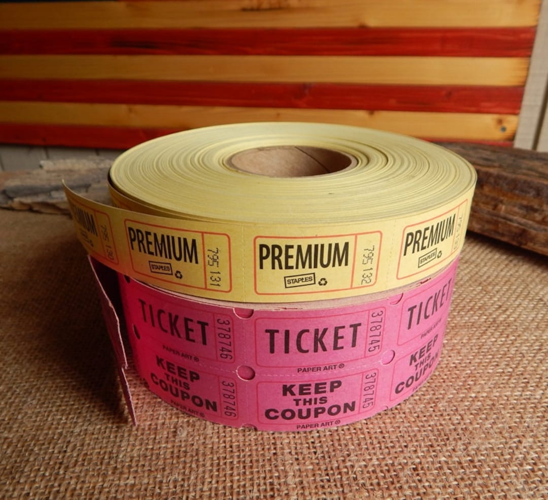 2 Large Rolls of Raffle Tickets / Roll of Red Double Raffle - Etsy