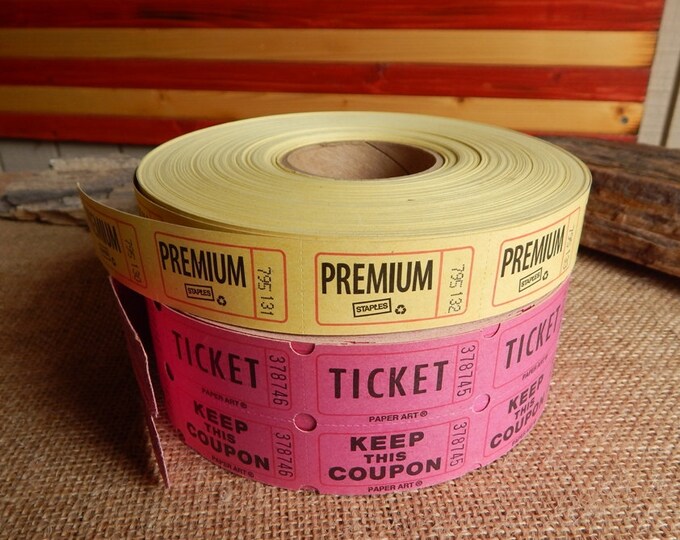 2 Large Rolls of Raffle Tickets / Roll of Red Double Raffle Tickets ...