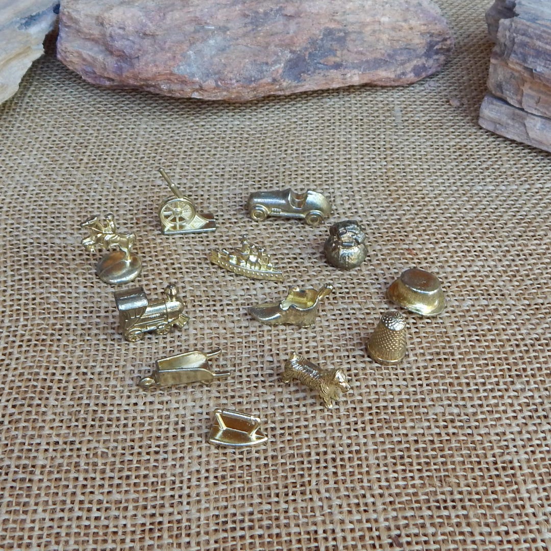 12 Gold Finish Monopoly Game Tokens Including Retired Tokens / 12 Gold ...