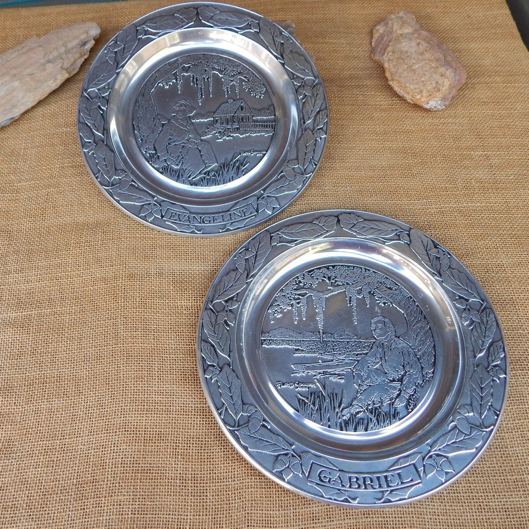 1981 Wilton RWP Pewter Plates by Louisana Cajun Artist Floyd Sonnier ...
