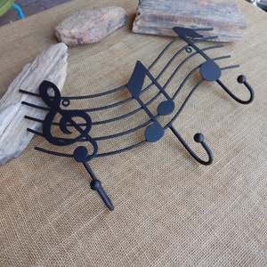 Music Notes Wall Mount Hooks Matte Black Cast Iron Music Notes Wall ...