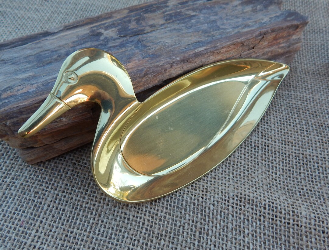 Brass Duck Trinket Dish / Brass Mallard Duck Trinket Dish / Brass Duck ...