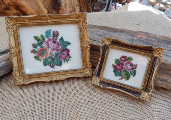 2 Floral Petit Point Austrian Masterpieces / Small Framed | Etsy