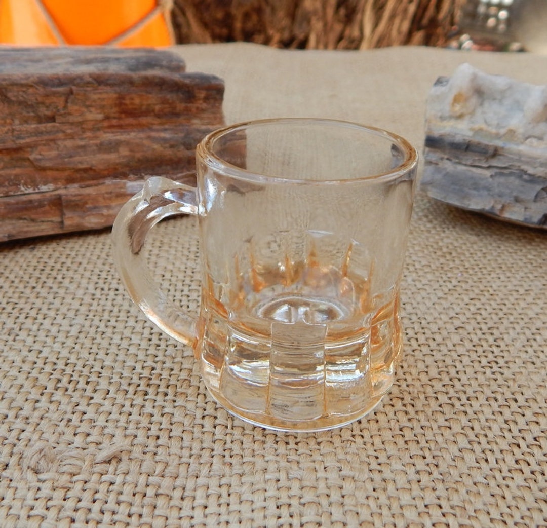 Orange Federal Glass Mug Shot Glass / Mug Shot Glass / Light Peach Mini ...