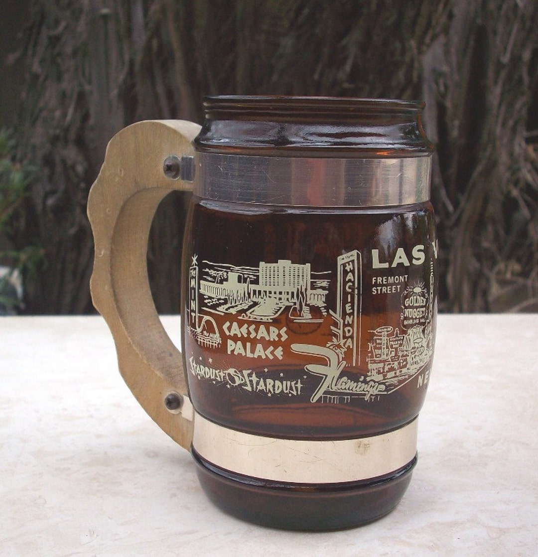 Siesta Ware Mug ~ Wood Handle Amber Glass Mug ~ Las Vegas Souvenir Mug ...