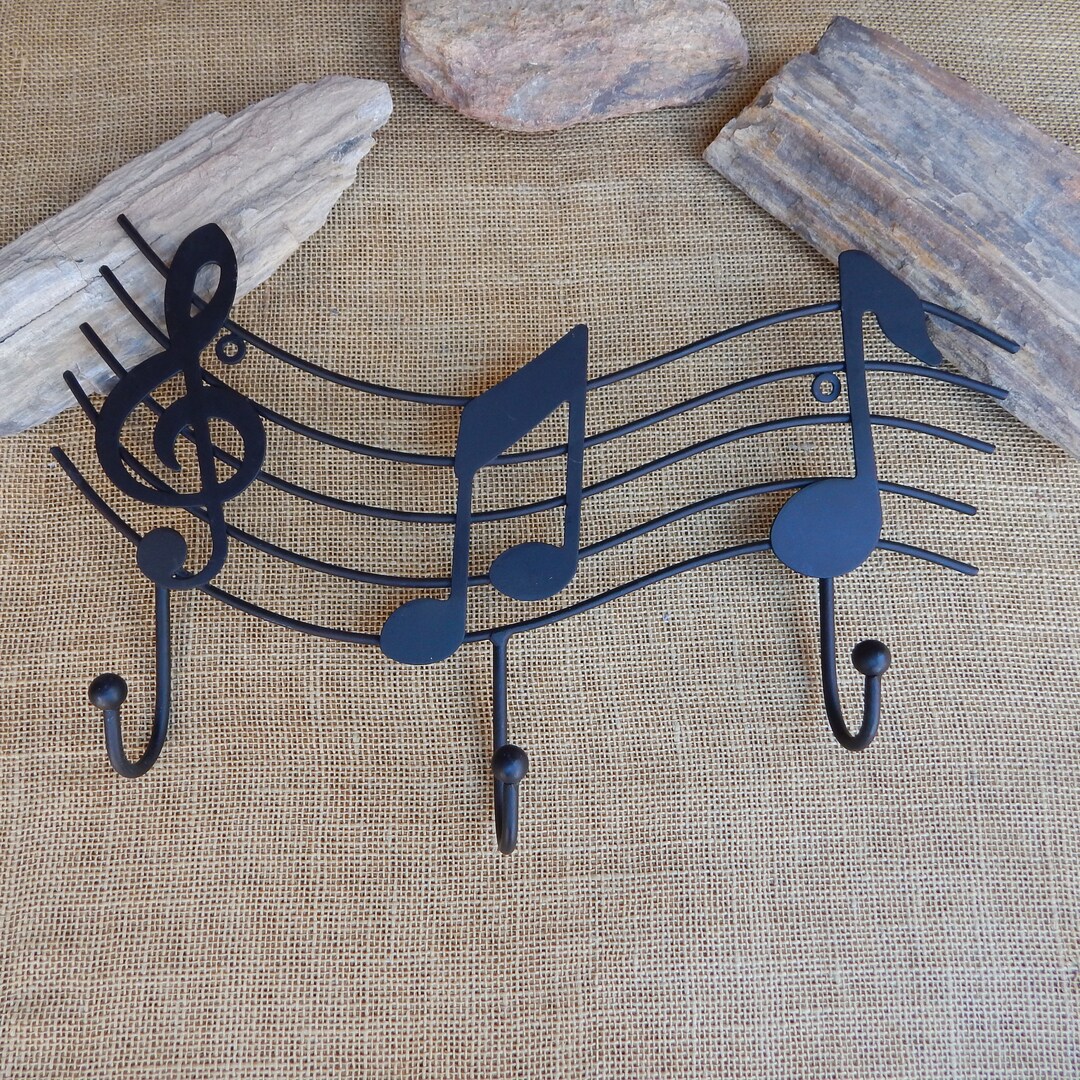 Music Notes Wall Mount Hooks ~ Matte Black Cast Iron Music Notes Wall ...