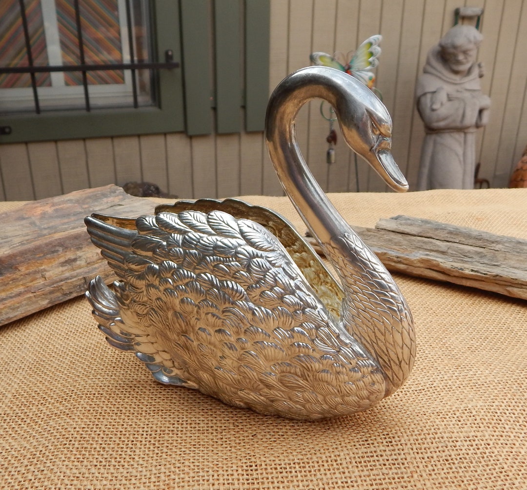 Silver Plated Swan Letter Holder / 1980's Godinger Silver Plated Swan ...