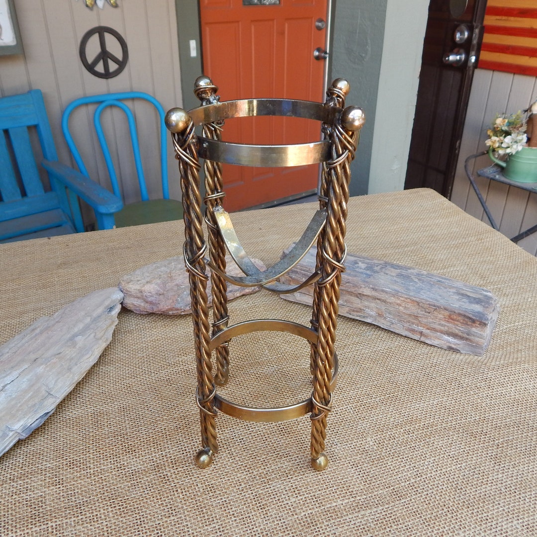 Twisted Rope Candle Stand ~ Antique Brass Finish Candle Stand or Orb ...