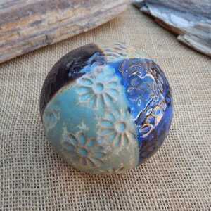 Decorative Ceramic Orb / Solid Pour Glazed Floral Ceramic Orb / 4 Panel Decorative Solid Ceramic ...