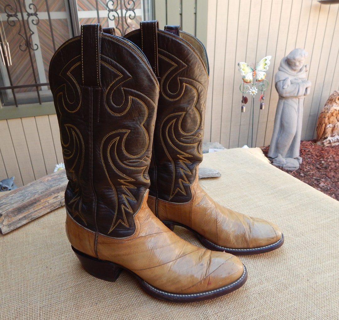 Renegade Eel Skin & Leather Cowboy Boots / Size 8 US Renegade Cowboy ...