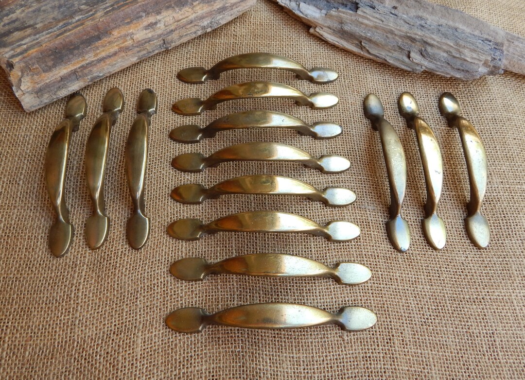 14 National Lock Spade Tip Brass Plated Pulls Salvaged / 14 National ...