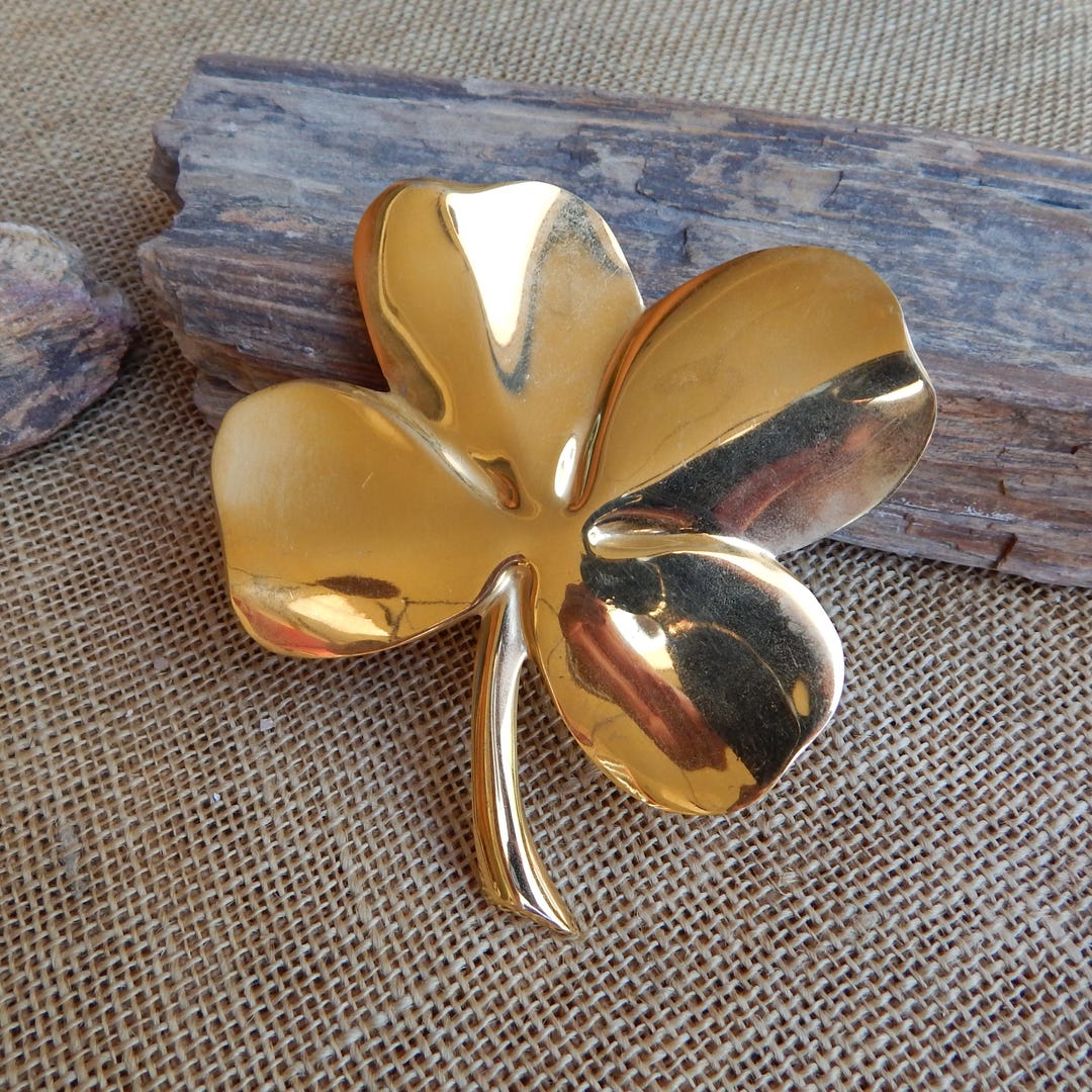 Gerity 4 Leaf Clover Paperweight 1980's Gold Toned Metal 4 Leaf Clover ...