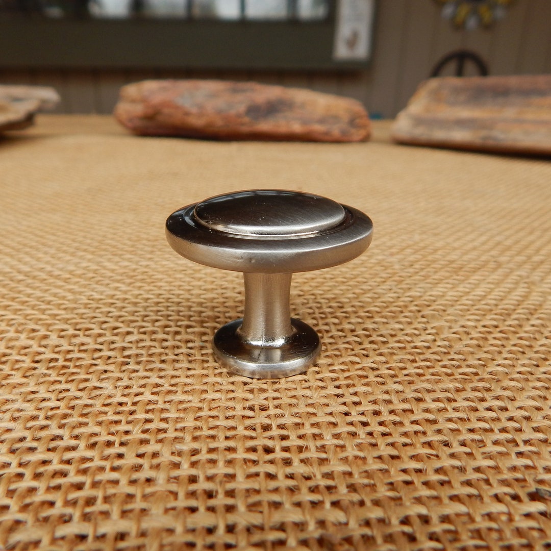 4 Satin Silver Finish Solid Metal Knobs ~ New Old Stock ~ Unused Silver Finish Knobs ~ 4 NOS ...